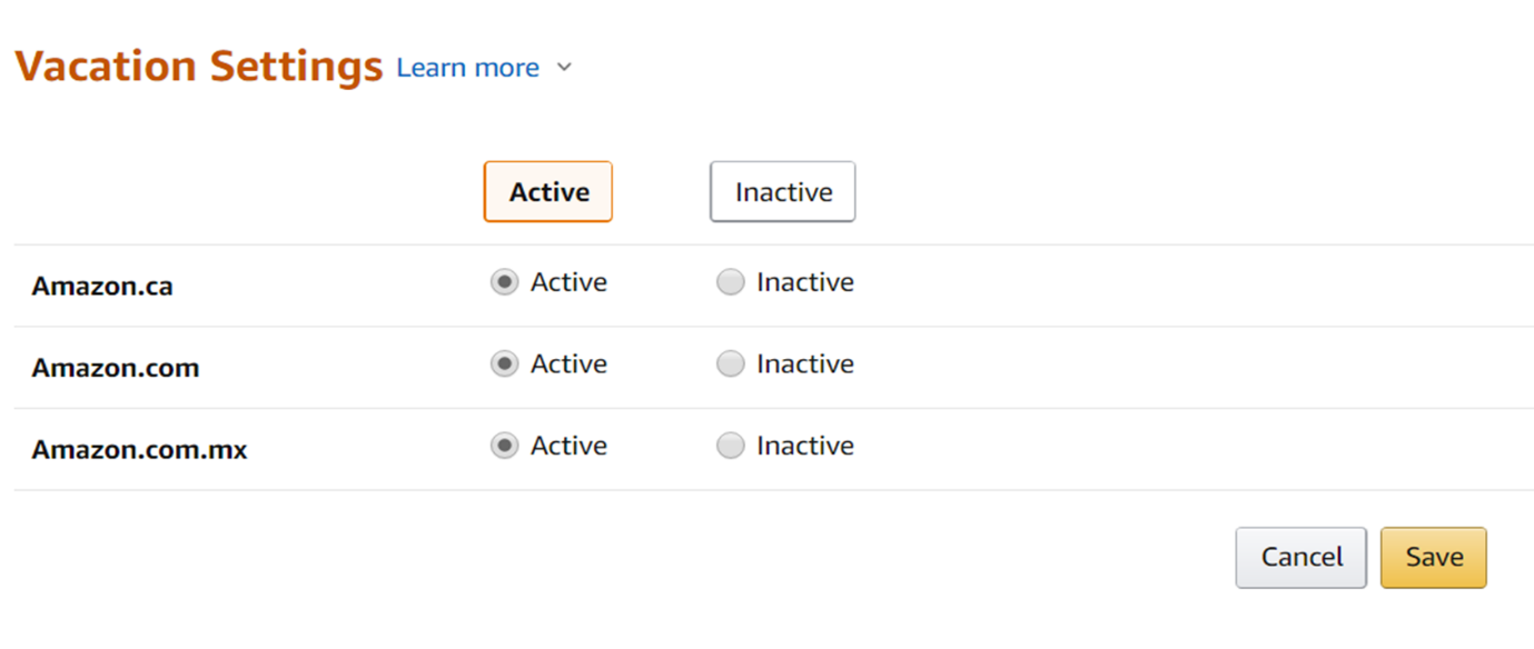 Amazon Vacation Settings in Seller Account – TARMS Pakistan